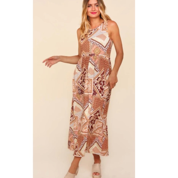 kelzposh | Dresses | The Justine Tan Patchwork Maxi Dress With Pockets ...
